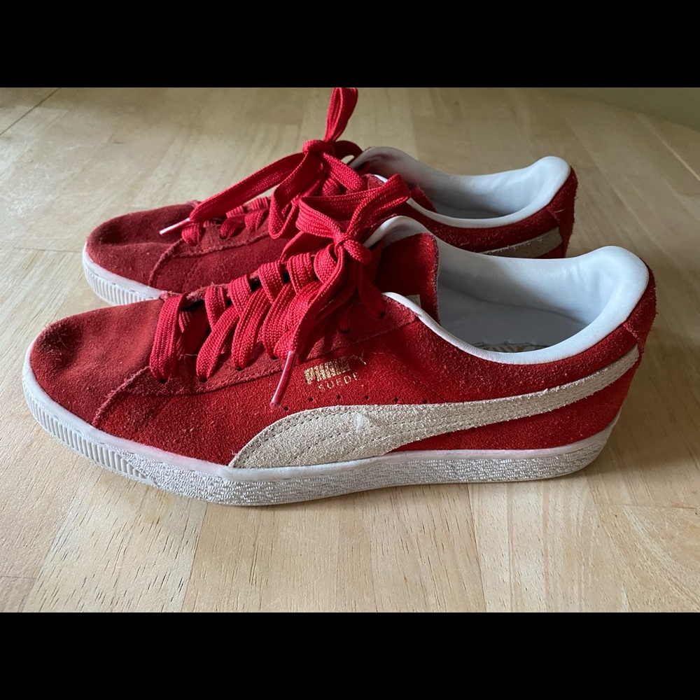 Puma Red Suede Sneakers Size Us6 - Gem